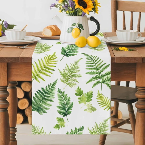 Burlap Table Runner 70 Inches Long, Spring Ombre Green Stony Fern Non ...
