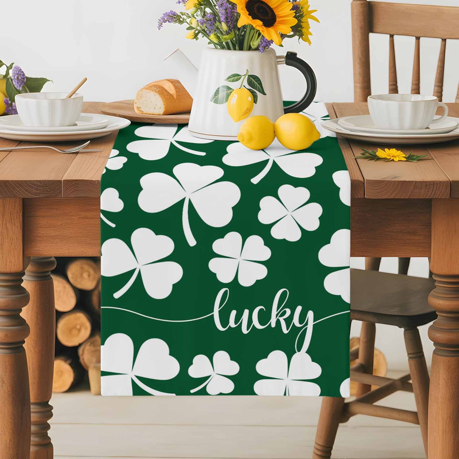 Burlap Table Runner 70 Inches Long,St. Patrick's Day Shamrock Non-Slip ...