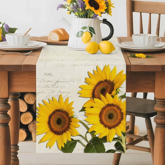 Burlap Table Runner 70 Inches Long, Summer Farm Sunflower Non-Slip ...