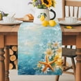 Burlap Table Runner 70 Inches Long, Summer Ocean Starfish Flowers Non ...