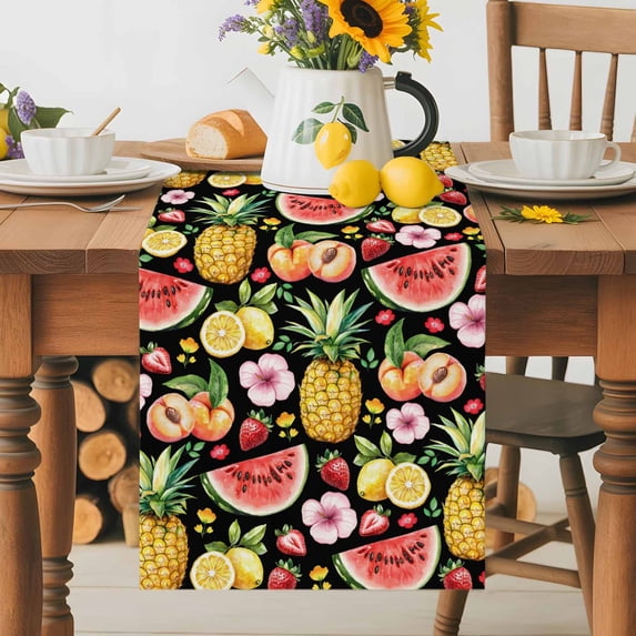 Burlap Table Runner 70 Inches Long, Summer Watermelon Pineapple Non ...