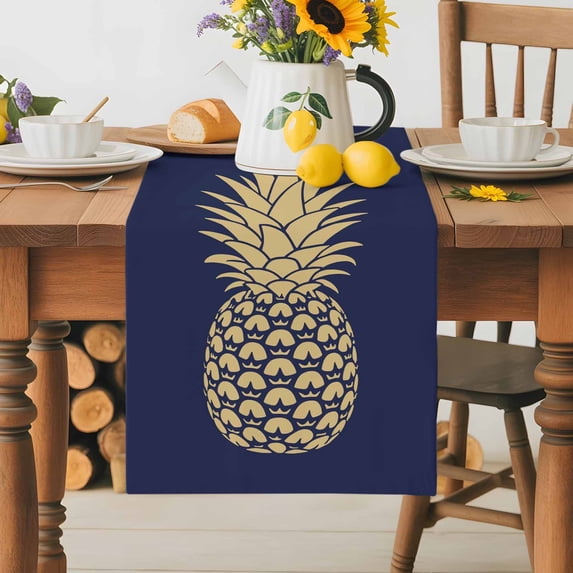 Burlap Table Runner 70 Inches Long, Tropical Fruit Pineapple Non-Slip ...