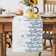 Burlap Table Runner 70 Inches Long, Watercolor Botanical Blue Leaves ...