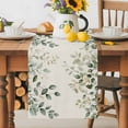 Burlap Table Runner 70 Inches Long, Watercolor Botanical Eucalyptus ...