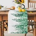 Burlap Table Runner 70 Inches Long, Watercolor Green Eucalyptus Leaf ...