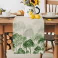 Burlap Table Runner 70 Inches Long, Watercolor Green Gradient Tree ...