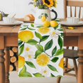 Burlap Table Runner 70 Inches Long, Watercolor Lemon Green Leaves Non ...