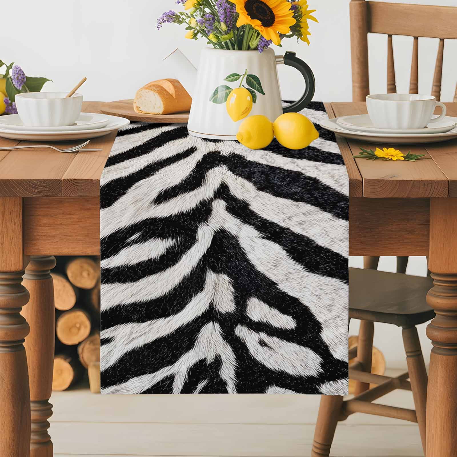 Burlap Table Runner 70 Inches Long, Zebras Tiger Stripes Non-Slip ...