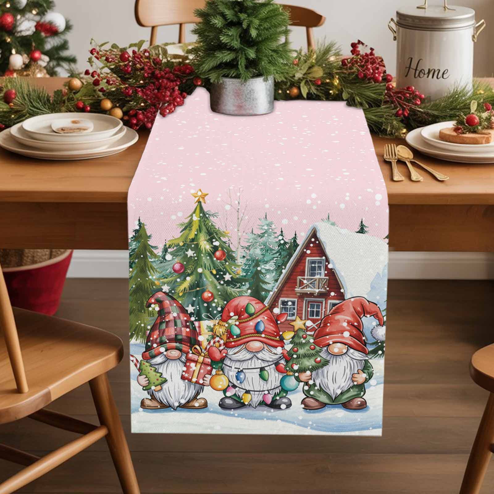Burlap Table Runner 72 Inches Long,Christmas Tree Farmhouse Dwarfs Non ...