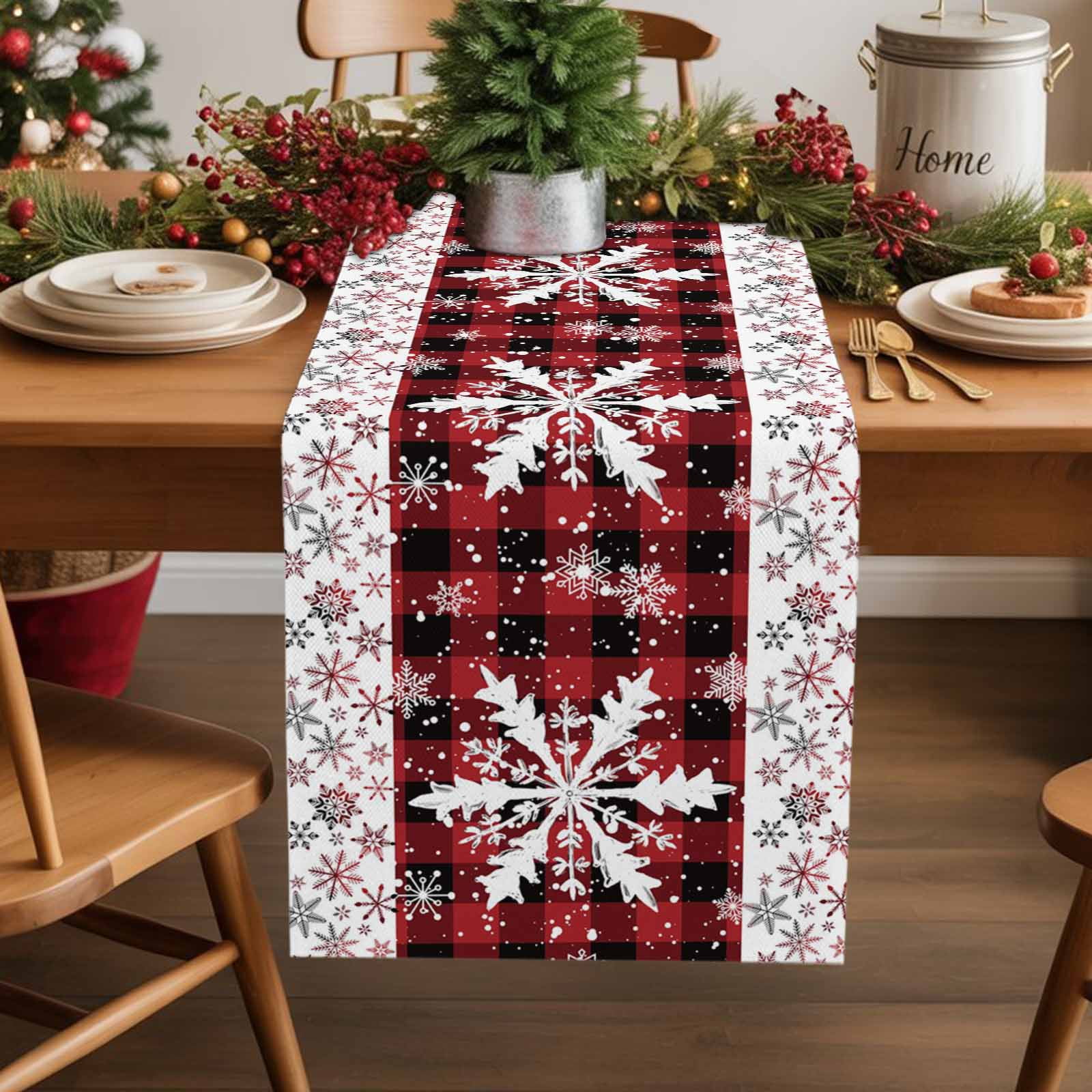Burlap Table Runner 72 Inches Long,Christmas Winter Snowflake Texture ...