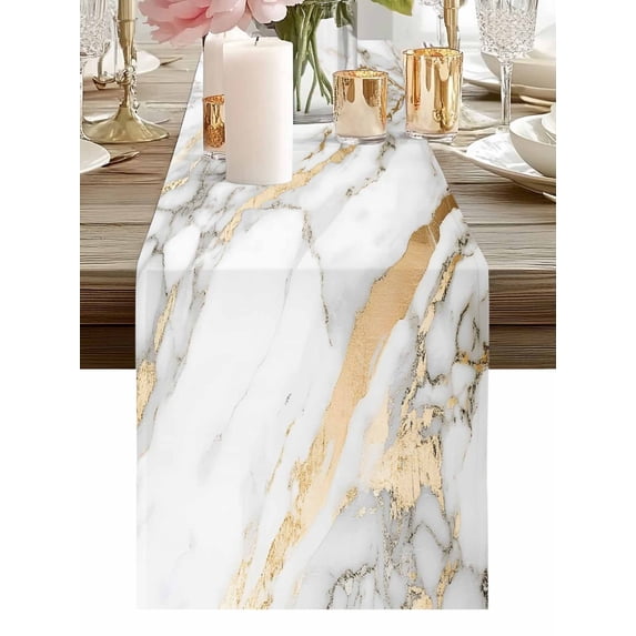 Burlap Table Runner 90 Inches Long, Abstract Marble Stone Texture Non ...
