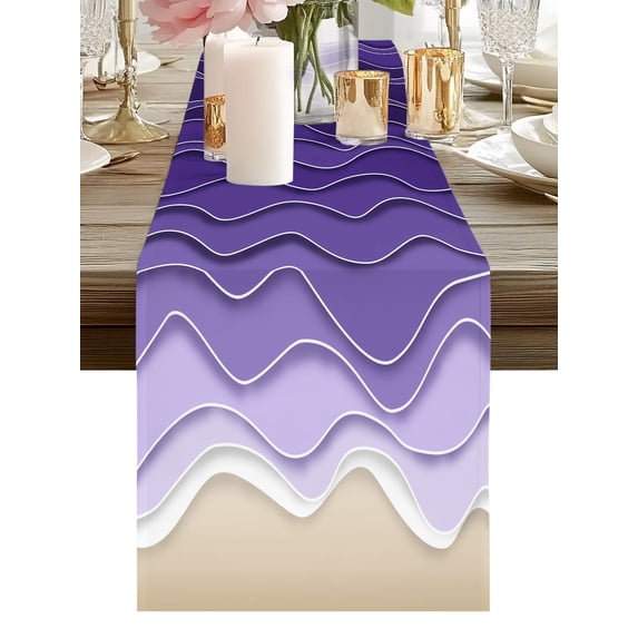 Burlap Table Runner 90 Inches Long, Abstract Purple Gradient Geometric ...