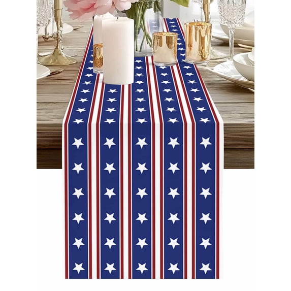 Burlap Table Runner 90 Inches Long, American Independence Day Non-Slip ...