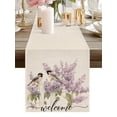 Burlap Table Runner 90 Inches Long, Bird Lavender Flowers Non-Slip ...
