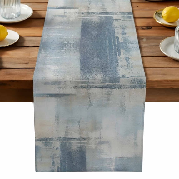 Burlap Table Runner 90 Inches Long,Blue Gradient Oil Painting Abstract ...