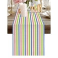 Burlap Table Runner 90 Inches Long, Blue Green Pink Stripes on Linen ...