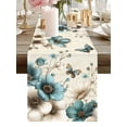 Burlap Table Runner 90 Inches Long, Blue White Tulip Farm Butterfly Non ...