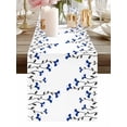 Burlap Table Runner 90 Inches Long, Country Navy Blue Flower Branch Non ...