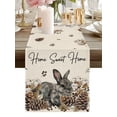 Burlap Table Runner 90 Inches Long, Country Rabbit Sweet Home Text Non ...