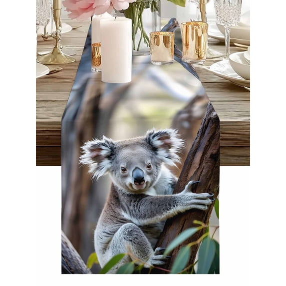 Burlap Table Runner 90 Inches Long, Cute Koala Animal Non-Slip Kitchen ...