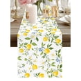 Burlap Table Runner 90 Inches Long, Farm Lemon Spring Flower on White ...