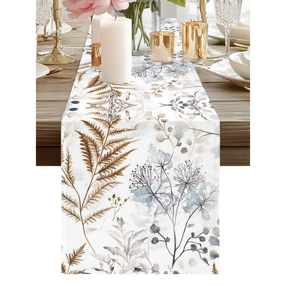Burlap Table Runner 90 Inches Long, Farm Vintage Leaves Plant Vine Non ...