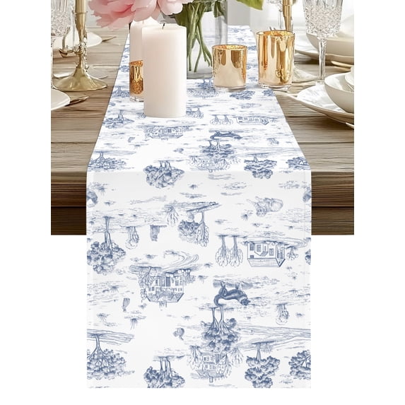 Burlap Table Runner 90 Inches Long, Farmhouse Country Tree Dog Animal ...