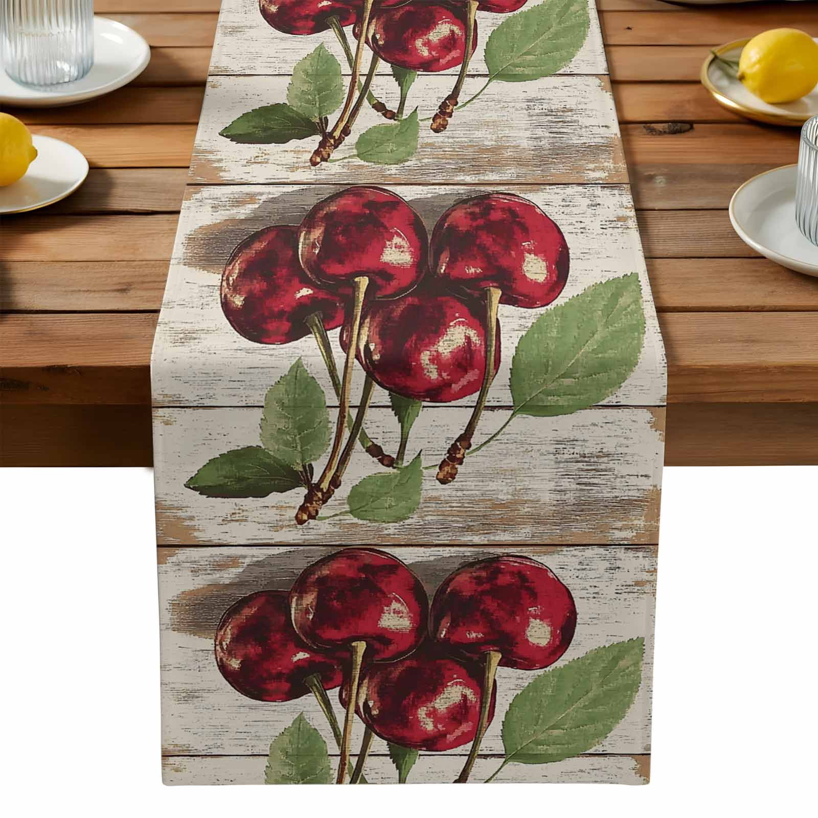 Burlap Table Runner 90 Inches Long,Farmhouse Red Cheery Non-Slip ...