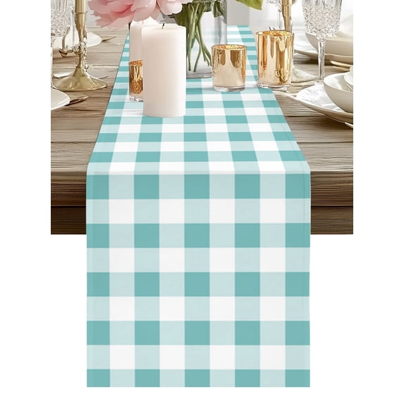 Burlap Table Runner 90 Inches Long, Farmhouse Style Plaid Non-Slip ...