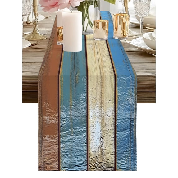 Burlap Table Runner 90 Inches Long, Farmhouse Vintage Wood Board Non ...
