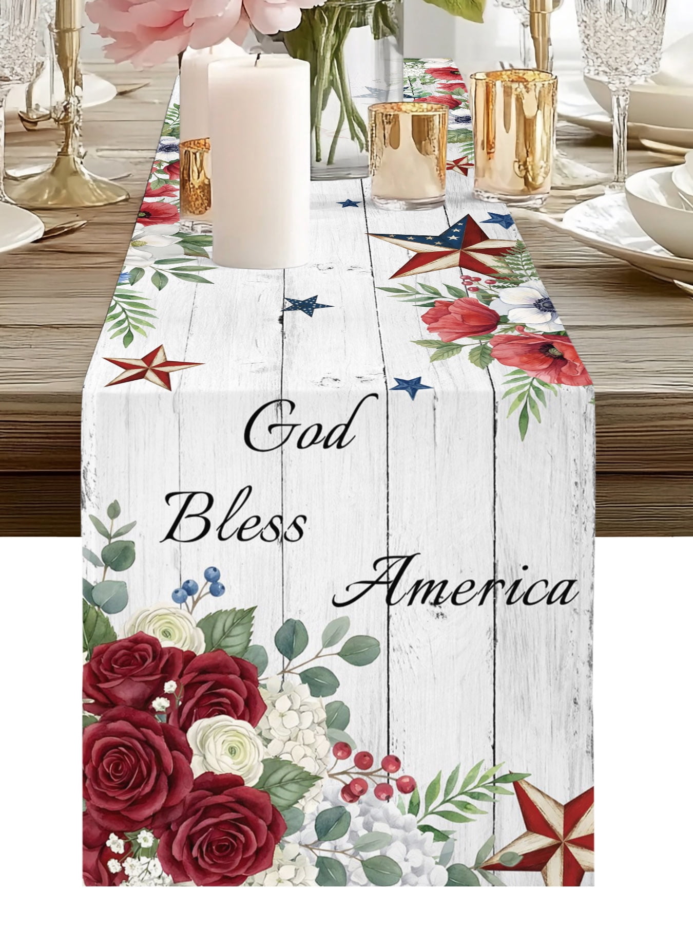 Burlap Table Runner 90 Inches Long, Independence Day Anniversary Non ...