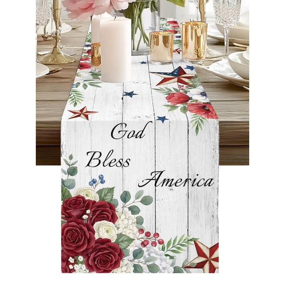 Burlap Table Runner 90 Inches Long, Independence Day Anniversary Non ...