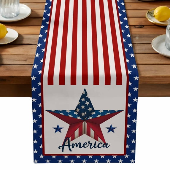 Burlap Table Runner 90 Inches Long,Independence Day U.S. Flag Non-Slip ...