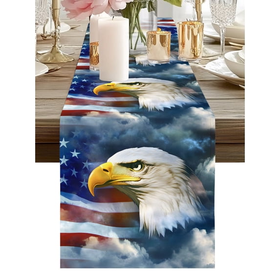 Burlap Table Runner 90 Inches Long, Independence Day USA Flag Non-Slip ...