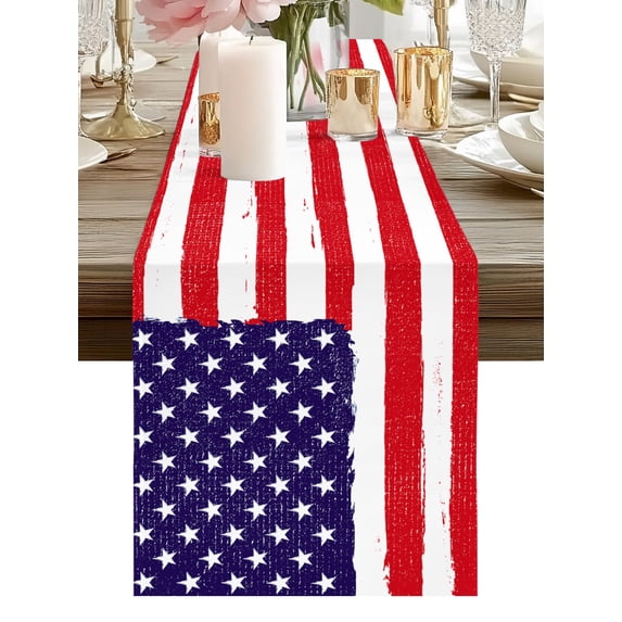 Burlap Table Runner 90 Inches Long, Independence Day USA Flag ...