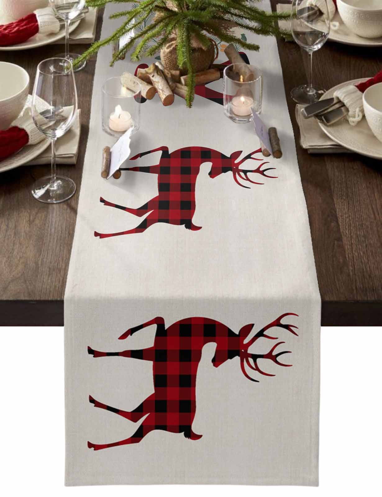 Burlap Table Runner 90 Inches Long,Joy Words on Linen Non-Slip Kitchen ...