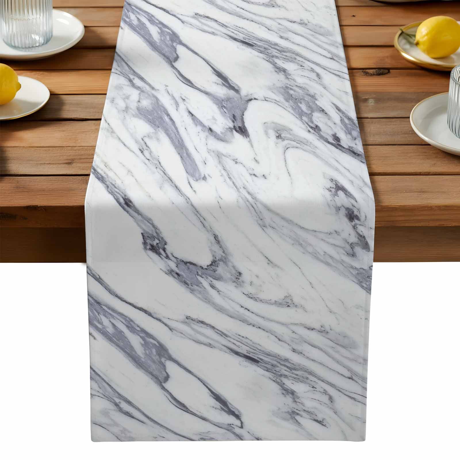 Burlap Table Runner 90 Inches Long,Marble Stone Texture Non-Slip ...