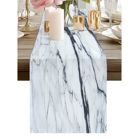 Burlap Table Runner 90 Inches Long, Marble Texture Pattern Non-Slip ...
