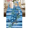 Burlap Table Runner 90 Inches Long, Marine Life Ocean Turtle Starfish ...