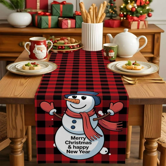 Burlap Table Runner 90 Inches Long,Merry Christmas Happy New Year Words ...