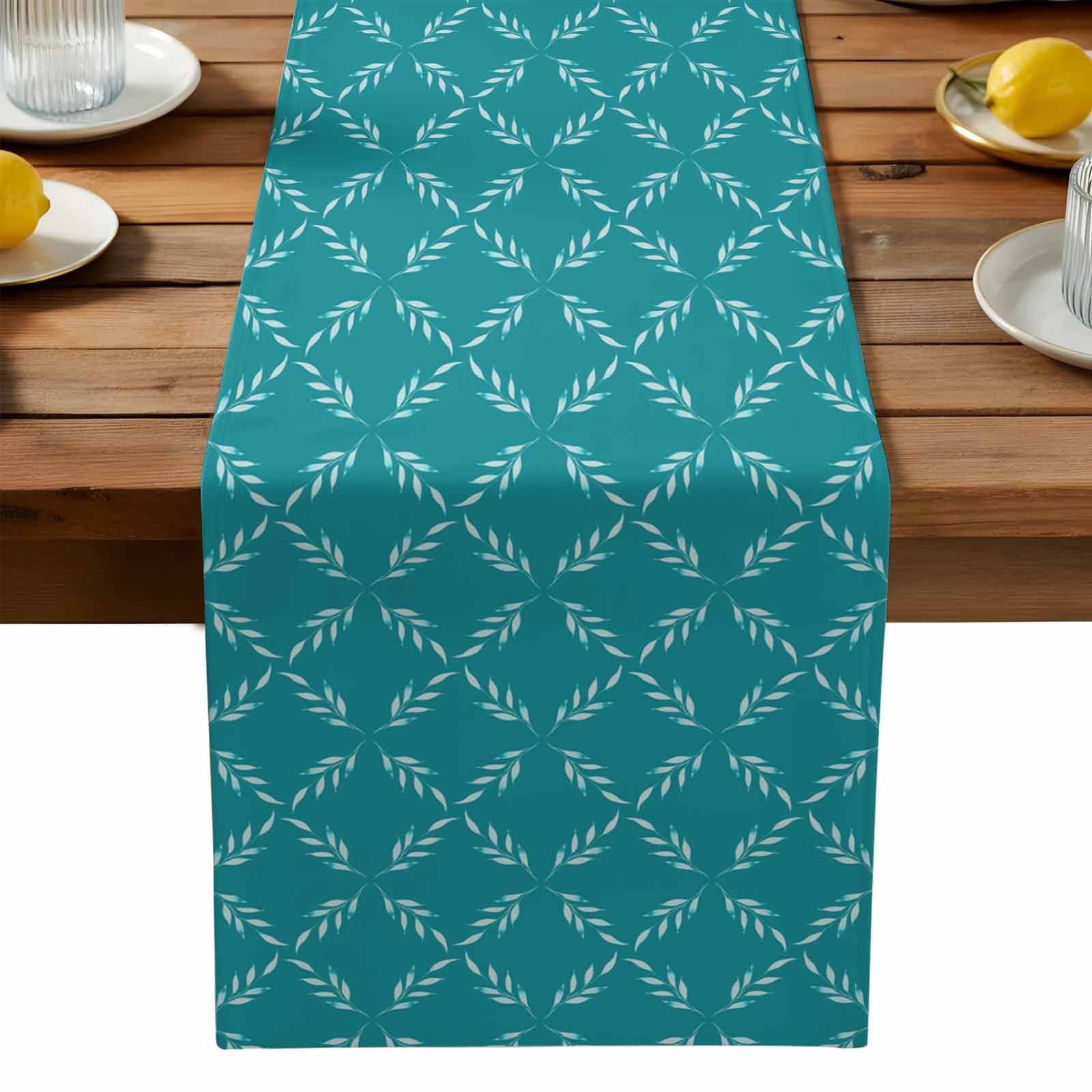 Burlap Table Runner 90 Inches Long,Modern Teal Morocco Style Non-Slip ...