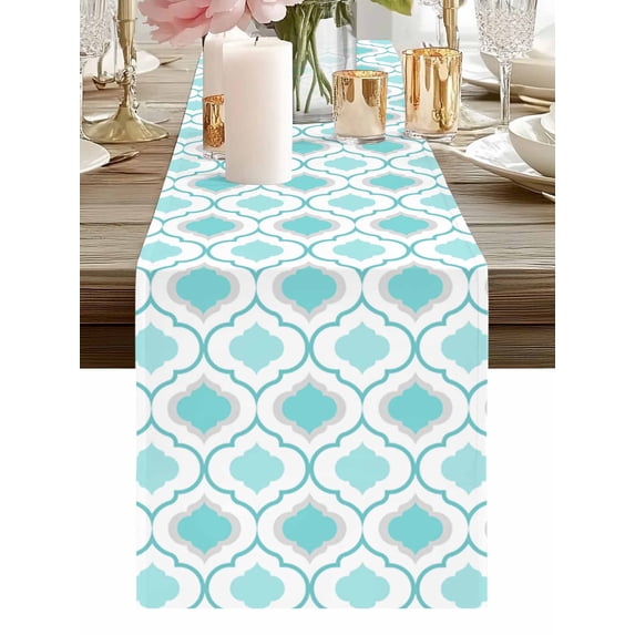 Burlap Table Runner 90 Inches Long, Moroccan Pattern Non-Slip Kitchen ...
