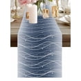 Burlap Table Runner 90 Inches Long, Ocean Gradient Navy Blue Waves Non ...