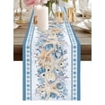 Burlap Table Runner 90 Inches Long, Ocean Starfish Eucalyptus Leaf Non ...