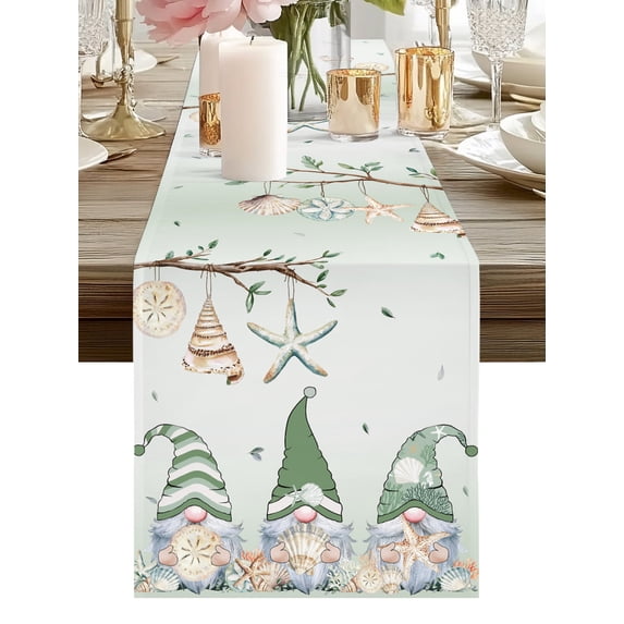 Burlap Table Runner 90 Inches Long, Olive Green Ocean Gnome Non-Slip ...