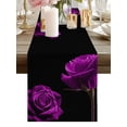 Burlap Table Runner 90 Inches Long, Purple Rose Blossom Floral Non-Slip ...