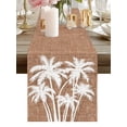 Burlap Table Runner 90 Inches Long, Retro Brown Palm Tree Non-Slip ...