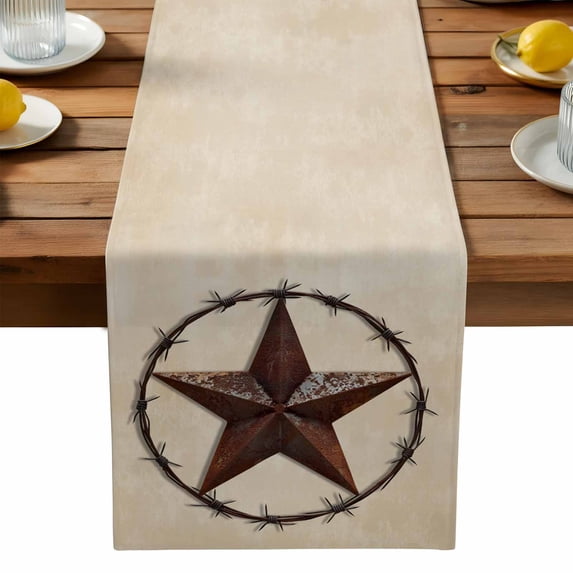 Burlap Table Runner 90 Inches Long, Retro Country Western Stars Non ...