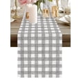 Burlap Table Runner 90 Inches Long, Retro Gray White Buffalo Plaid Non ...