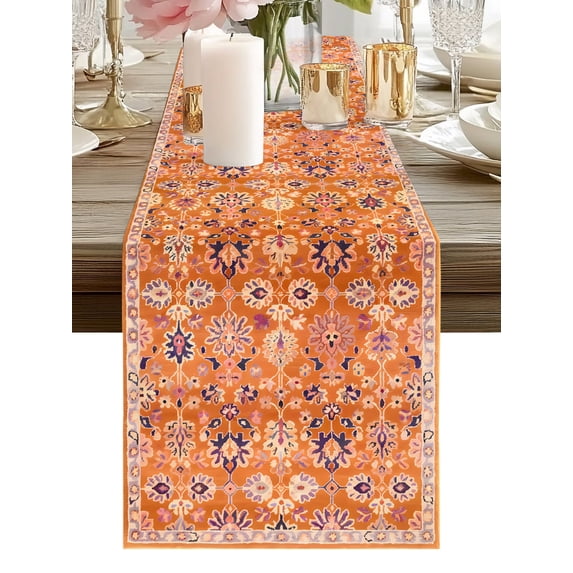 Burlap Table Runner 90 Inches Long, Retro Southwest Ethnic Geometric ...